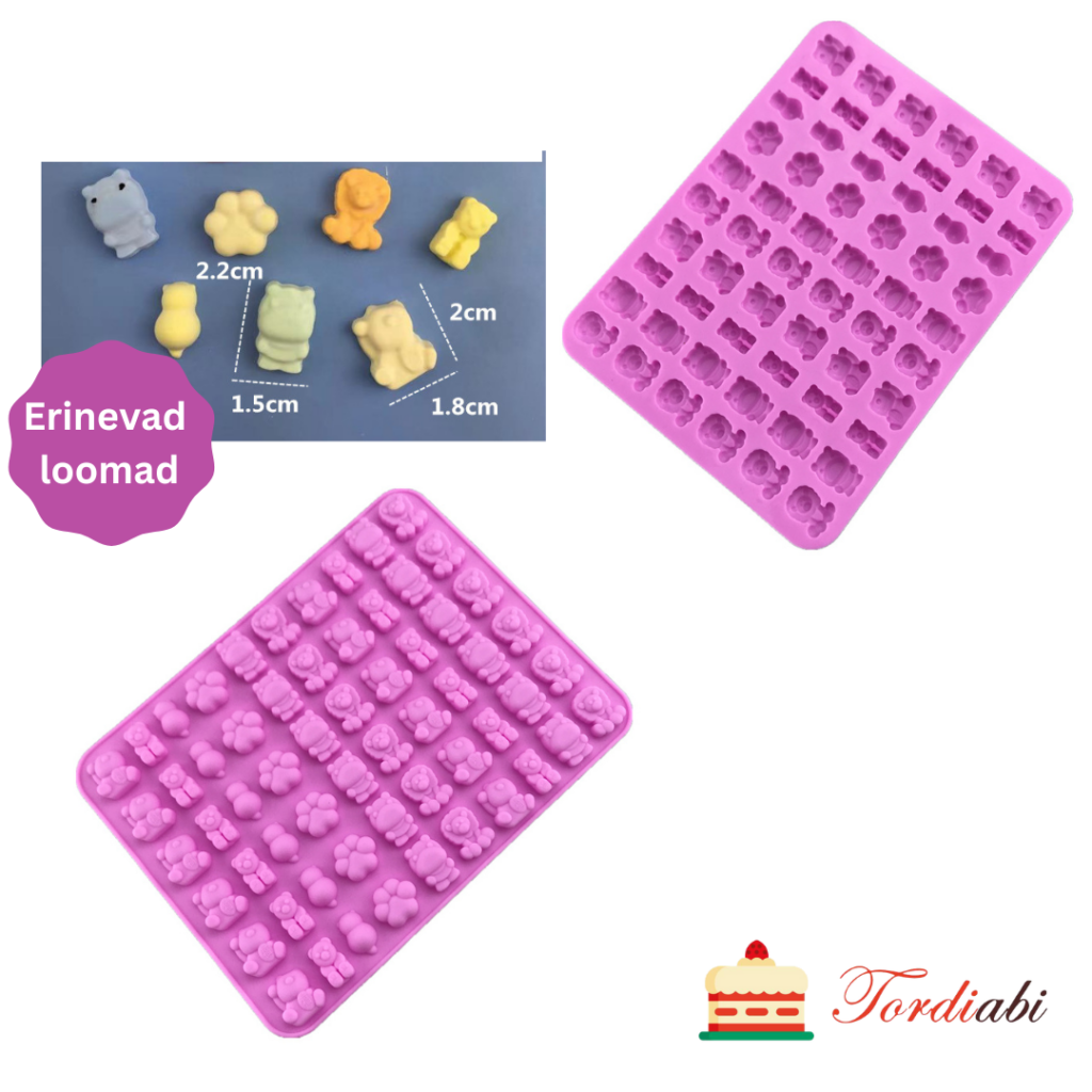 Silikoonvorm/ kommivorm, väikesed Mõmmid + tilguti - Tordiabi